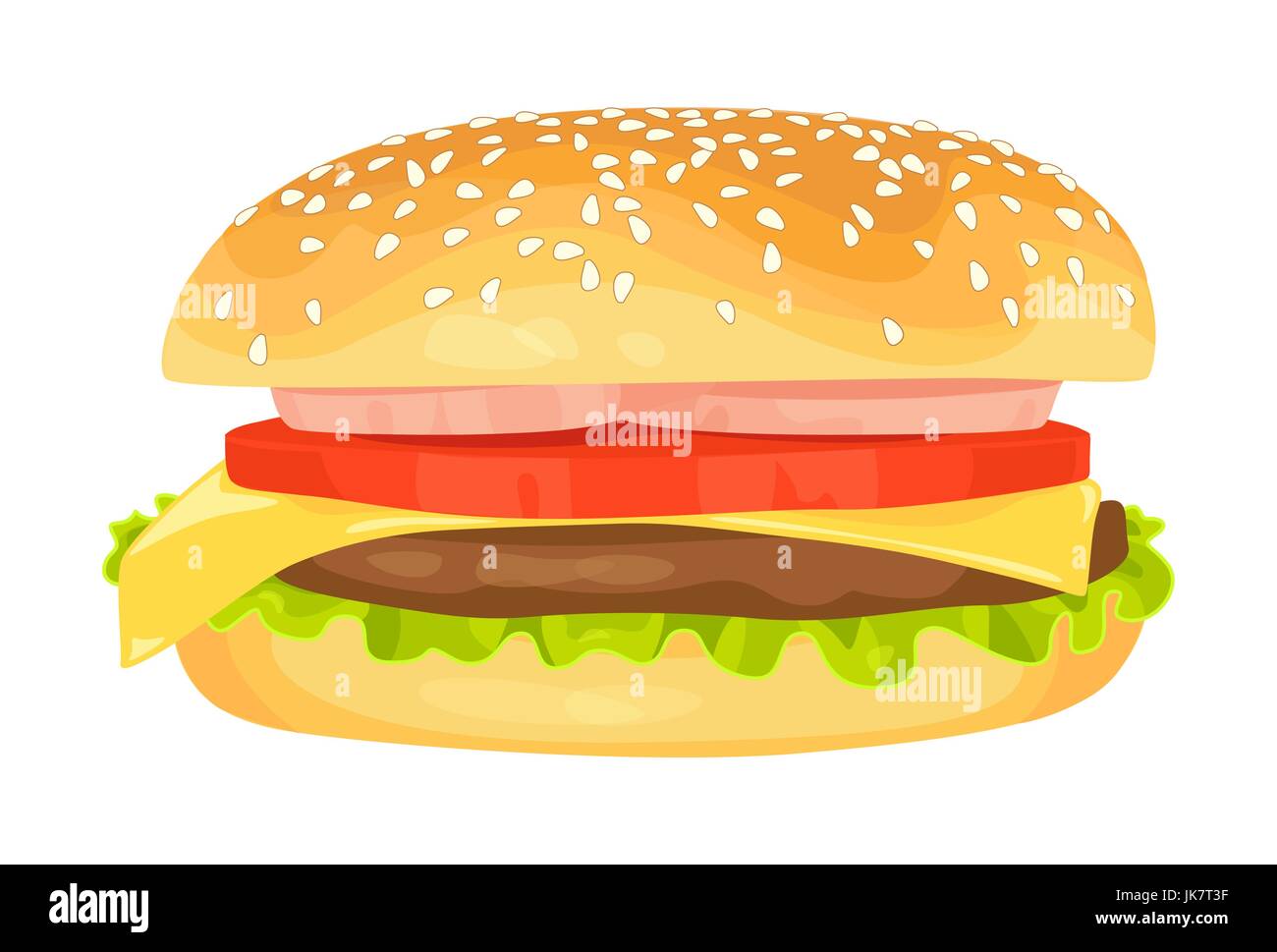 Modern flat design vector illustration of big hamburger on white ...