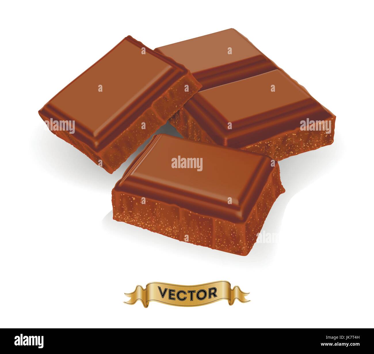 Realistic vector illustration of broken chocolate bar on white ...