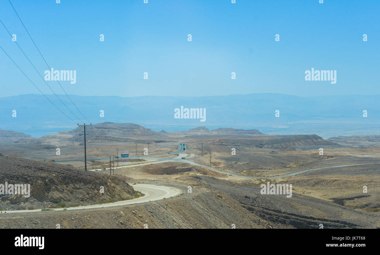 landscape with roads, desert and negev mountains, israel Stock Photo ...