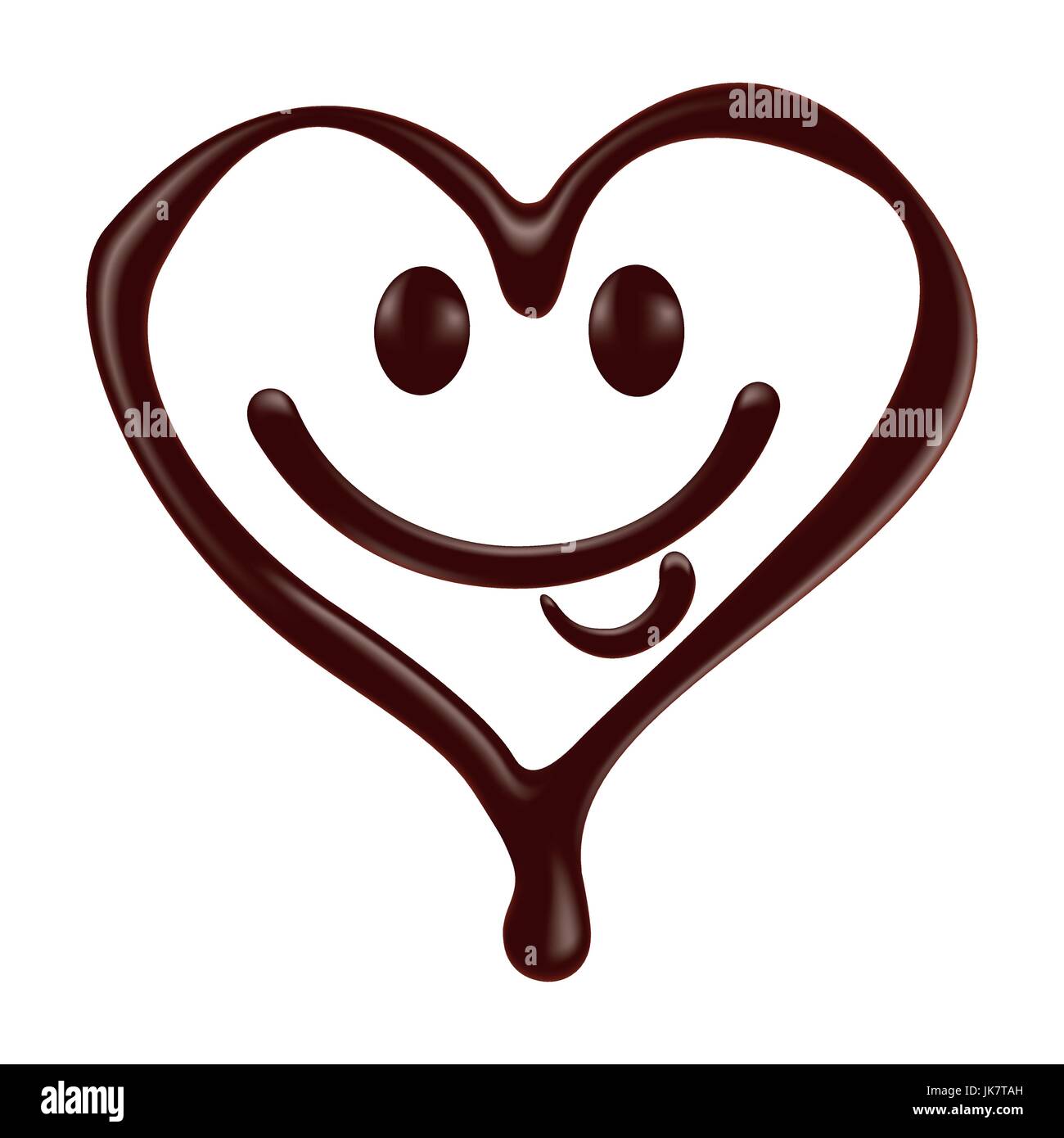 Chocolate heart shape smiley face on white background, realistic vector ...