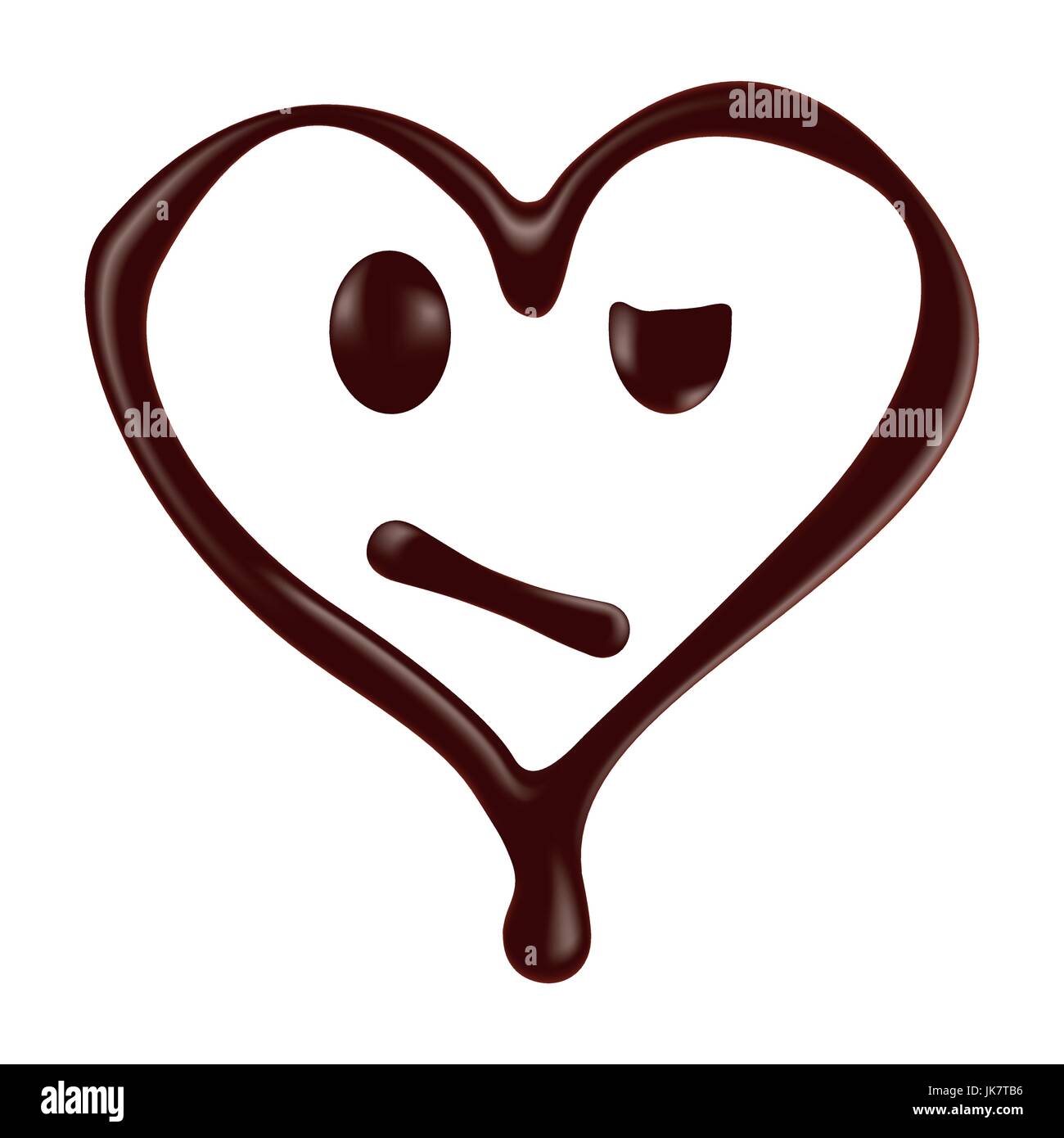 Chocolate heart shape smiley face on white background, realistic vector ...
