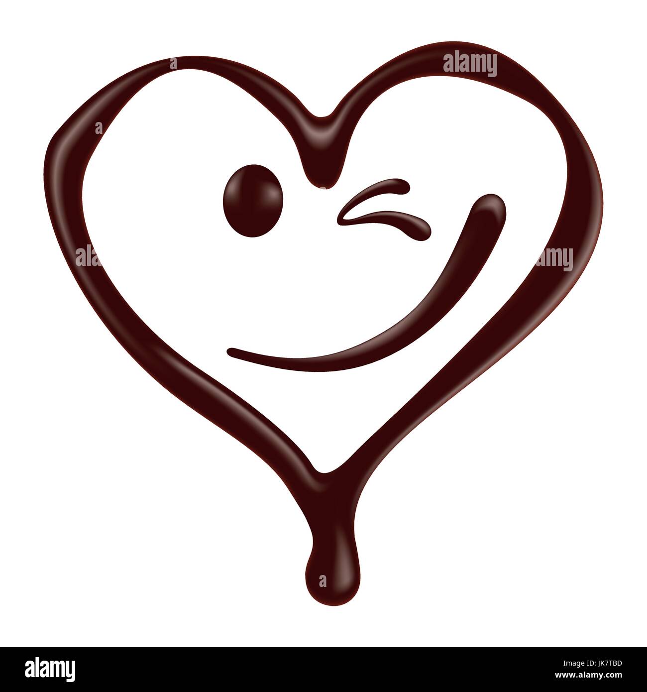 Chocolate heart shape smiley face on white background, realistic vector ...