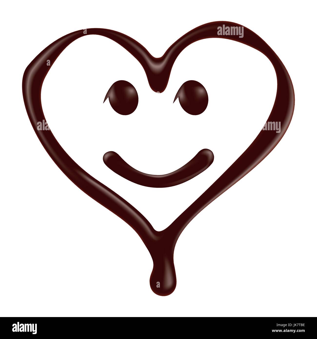 Chocolate heart shape smiley face on white background, realistic vector ...