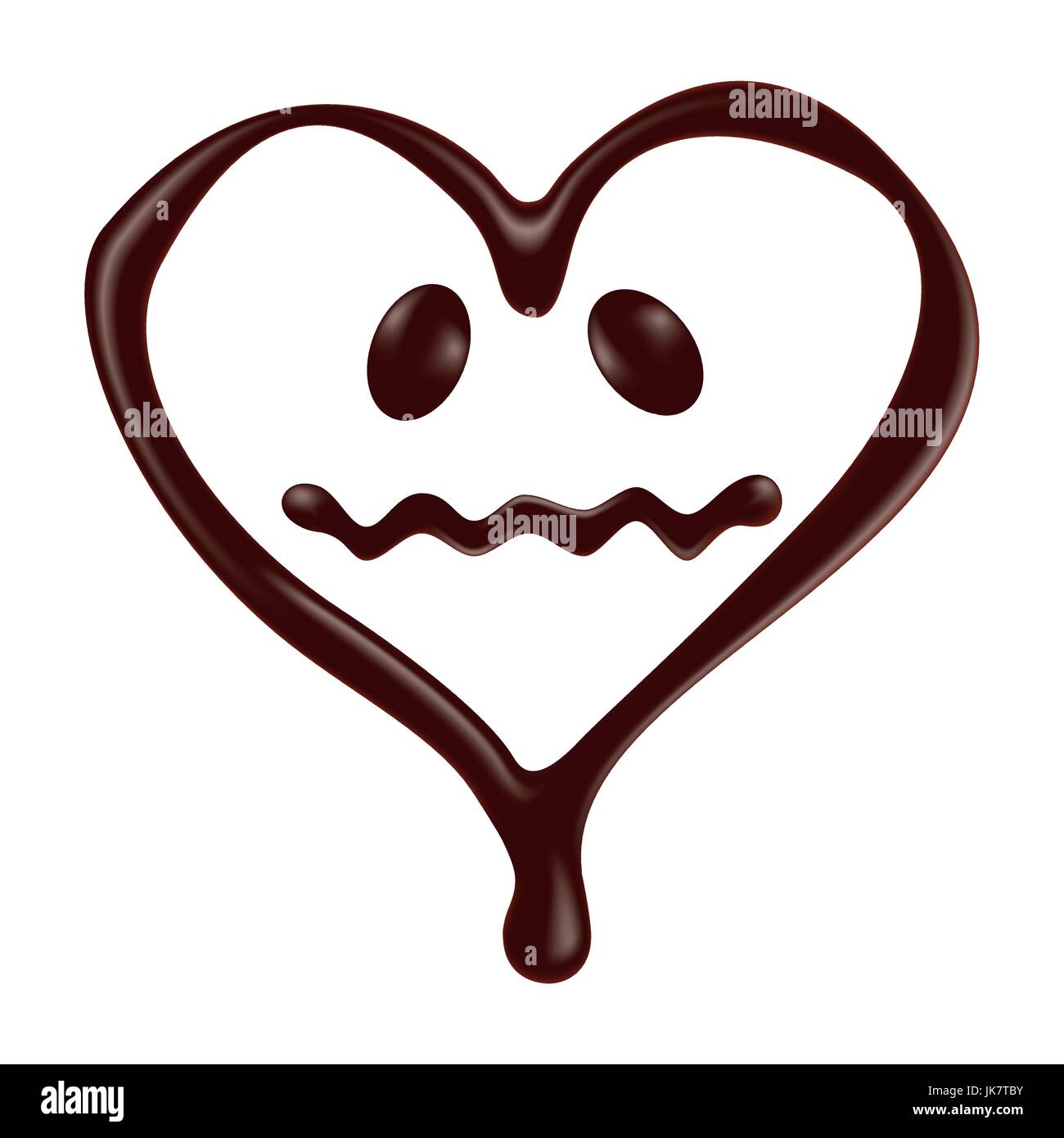 Chocolate heart shape smiley face on white background, realistic vector ...