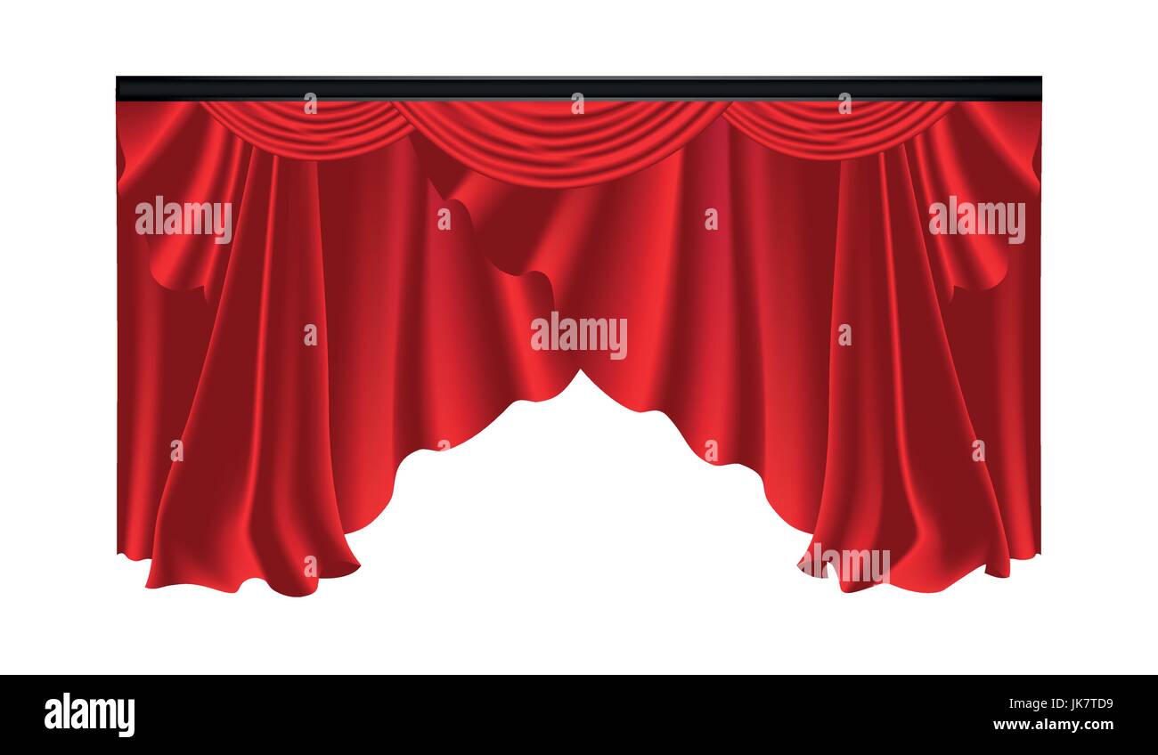 Red luxury curtains and draperies on white background, realistic vector ...