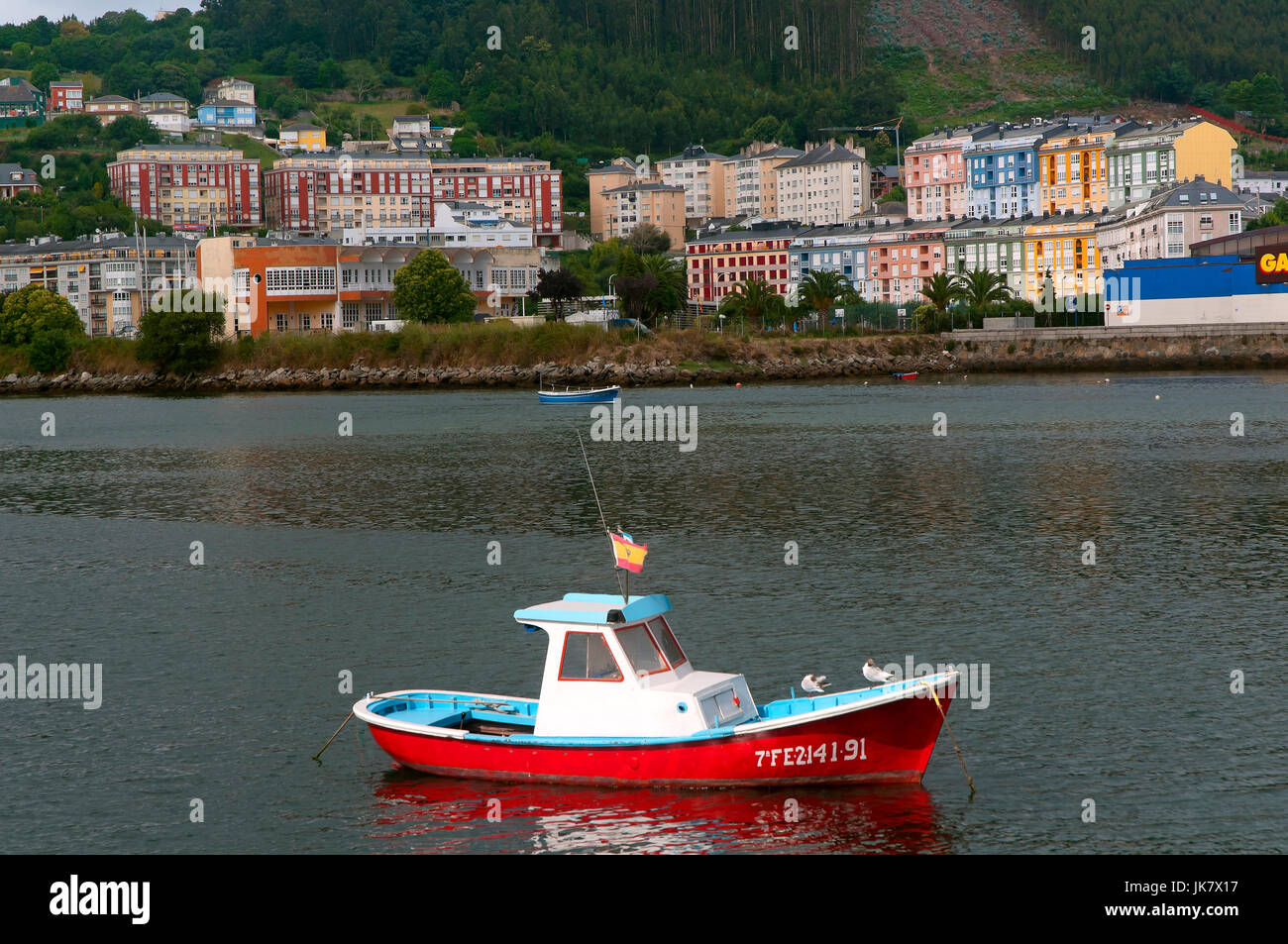 Estuary and town, Viveiro, Lugo province, Region of Galicia, Spain ...