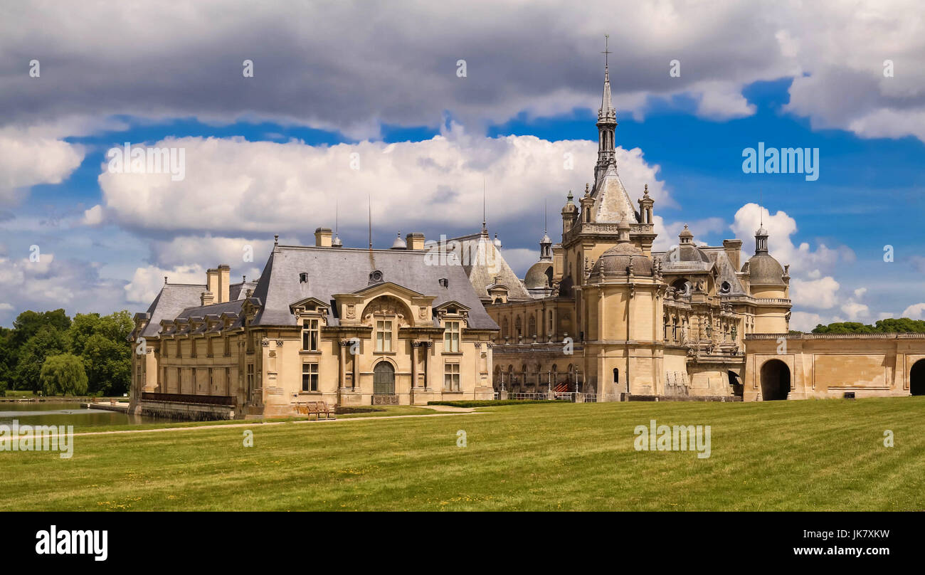Castle of Chantilly at sunny day, France. The Conde Museum in the ...
