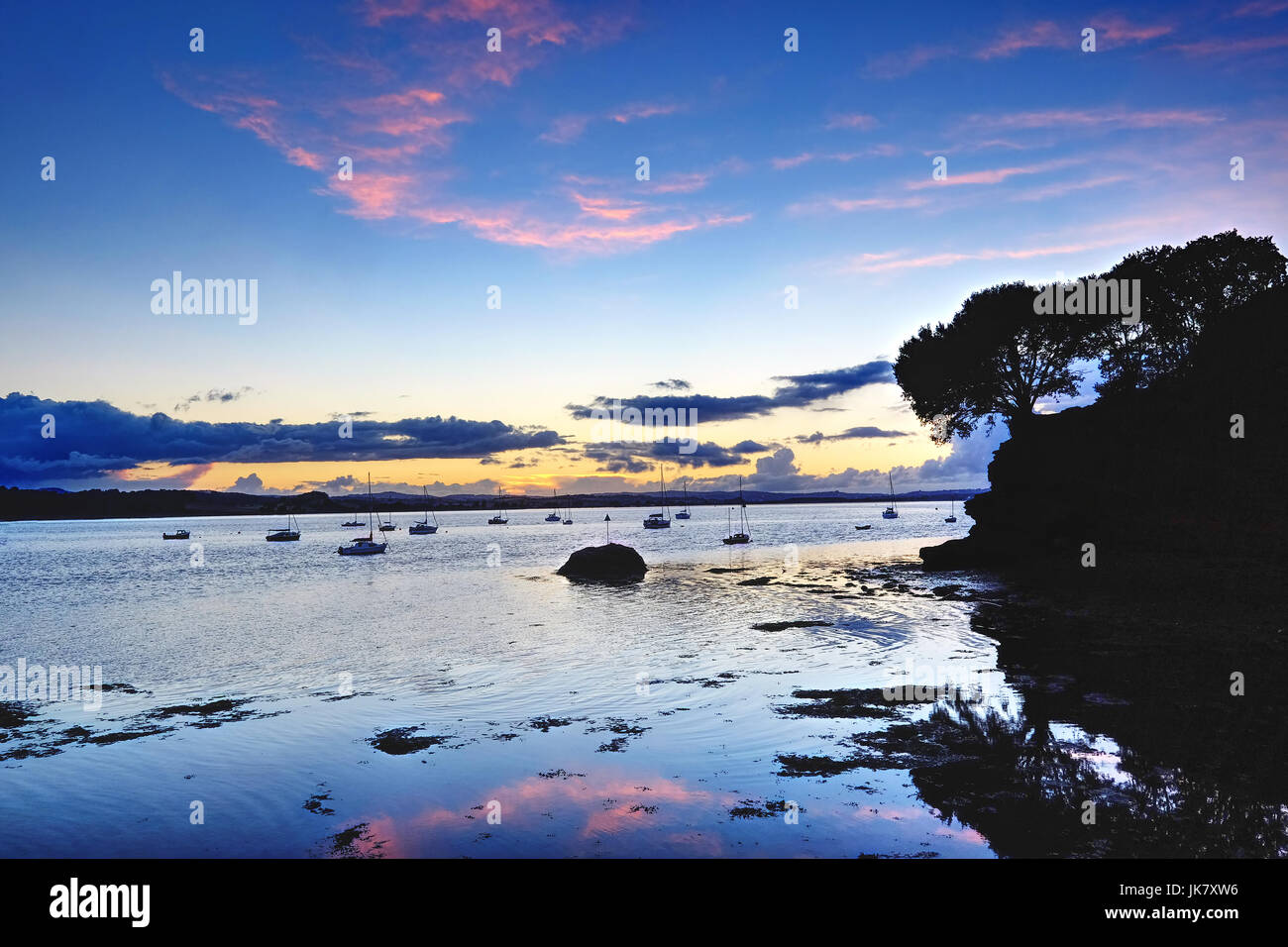 Sunset over the Exe, seen from Lympstone, Devon Stock Photo - Alamy