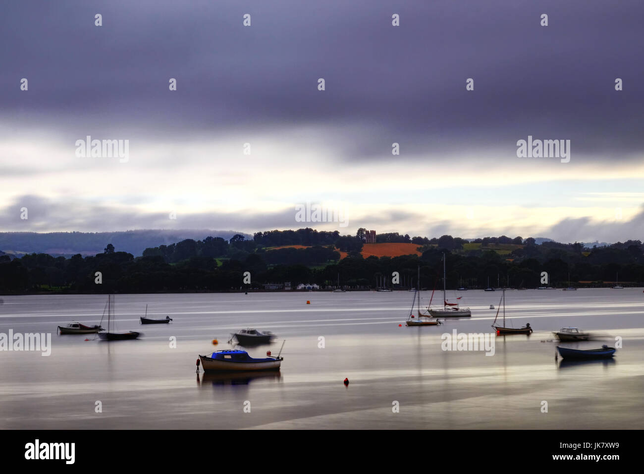 Dusk over the Exe Estuary, Devon Stock Photo - Alamy