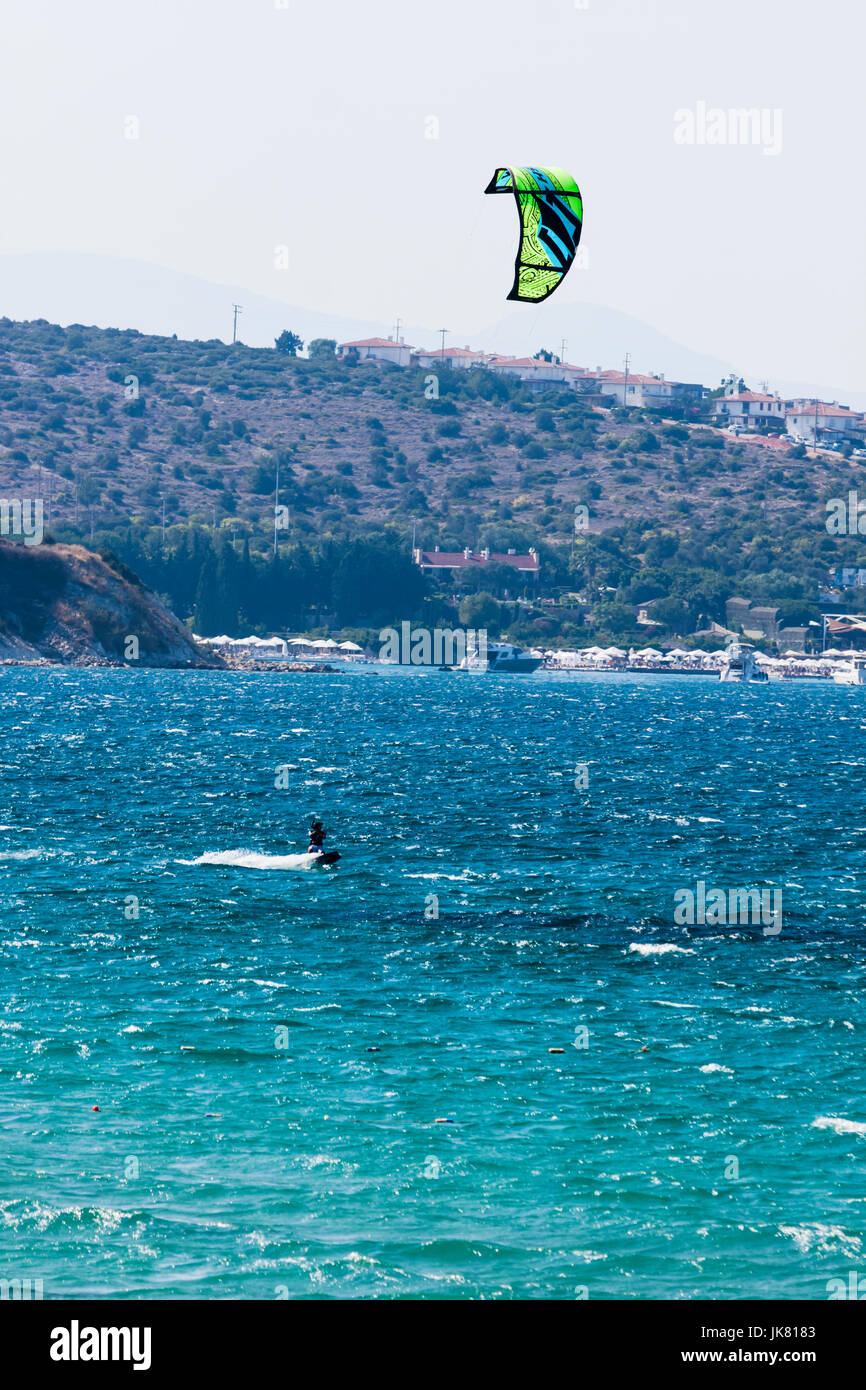 Kite surfing on the turkish sea Stock Photo - Alamy