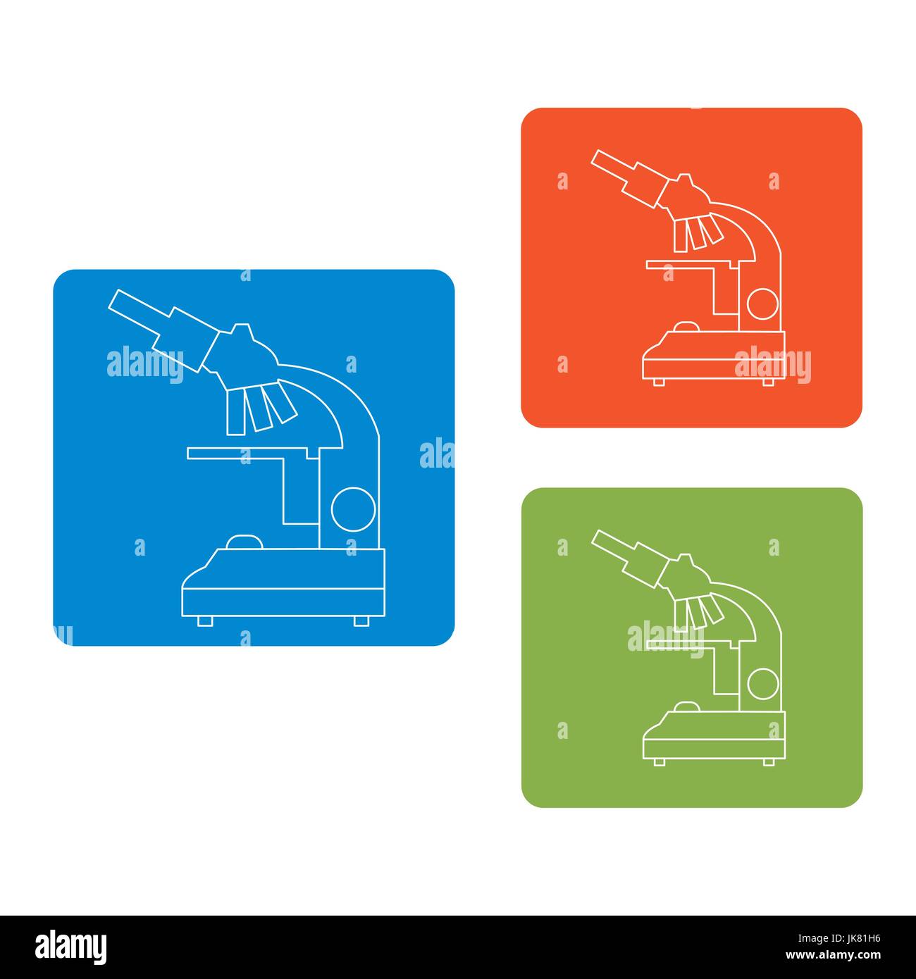 Stylized vector icons of microscope in different colors. Magnifying ...