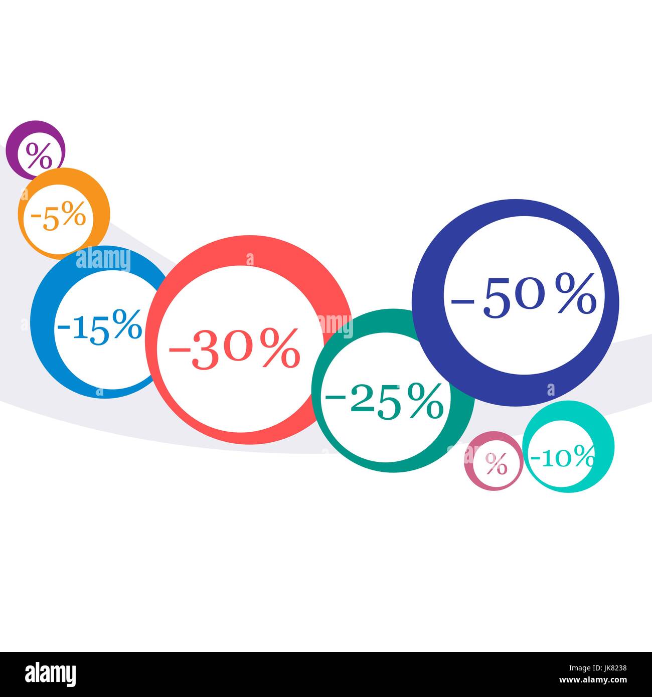Vector illustration of various discounts for markets and shops. Label ...