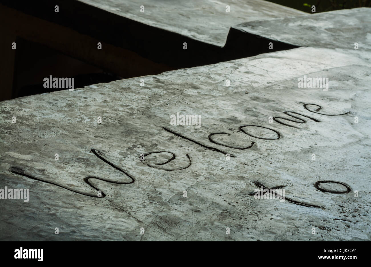 Welcome to in concrete kitchen counter top Stock Photo - Alamy