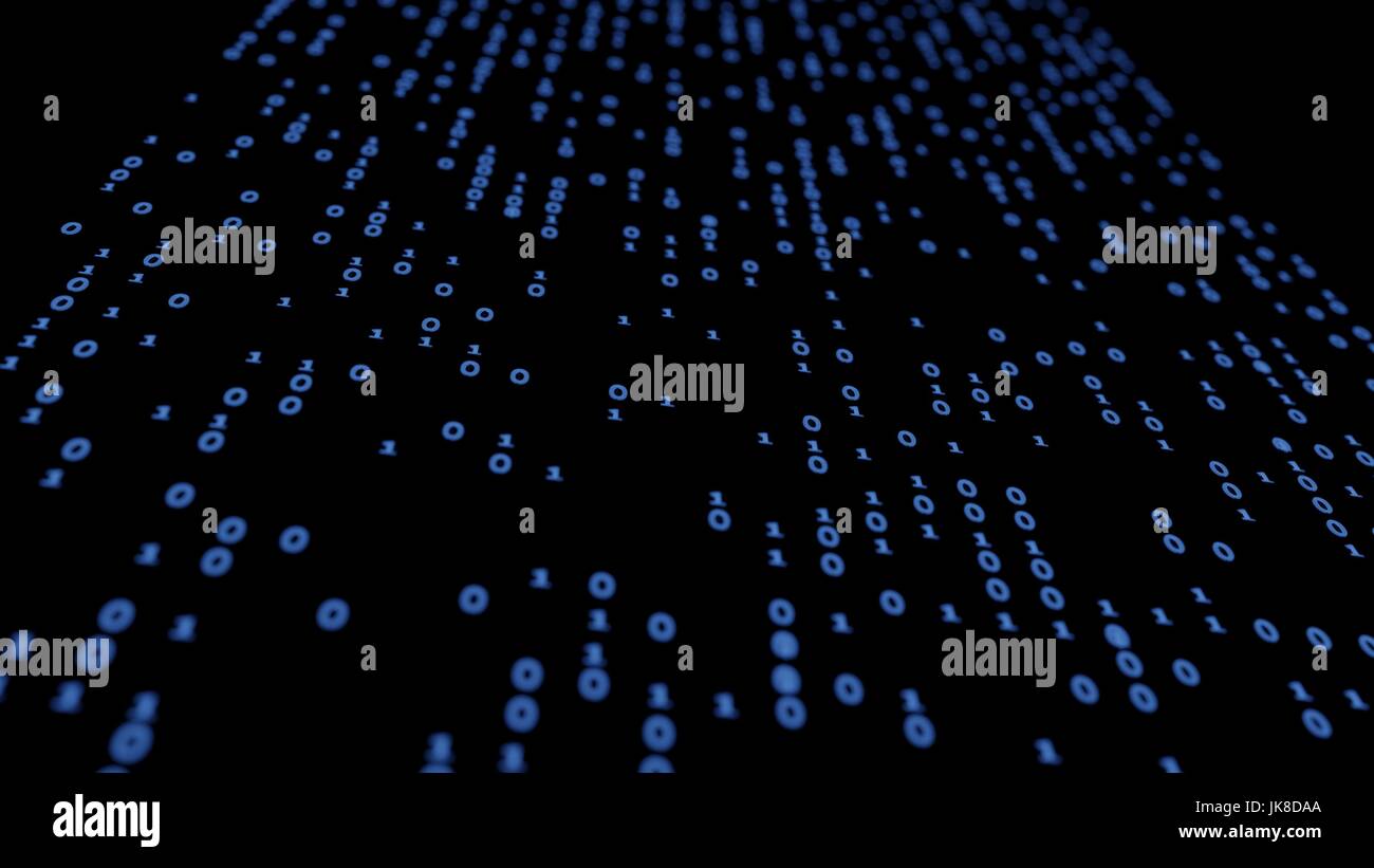 abstract binary code blue background 3d render Stock Photo - Alamy