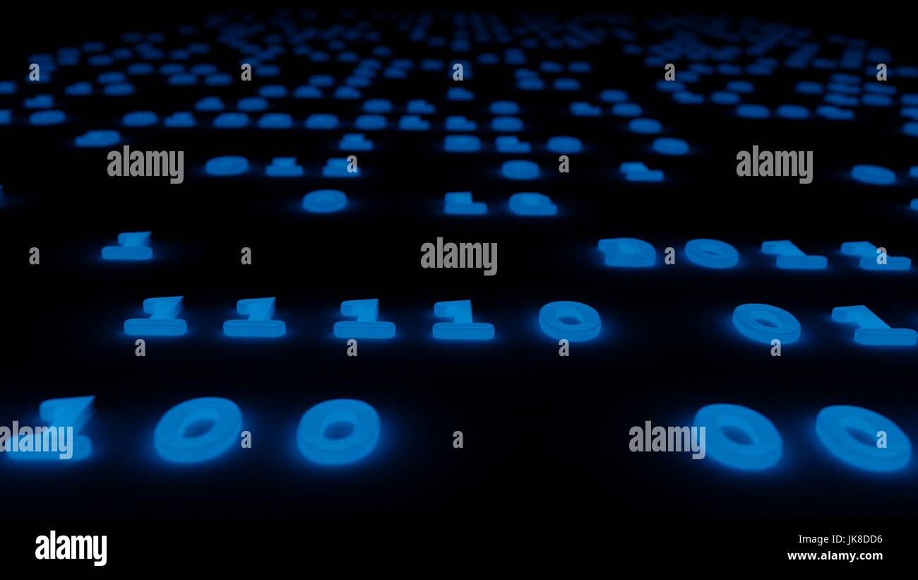 abstract binary code blue background 3d render Stock Photo - Alamy