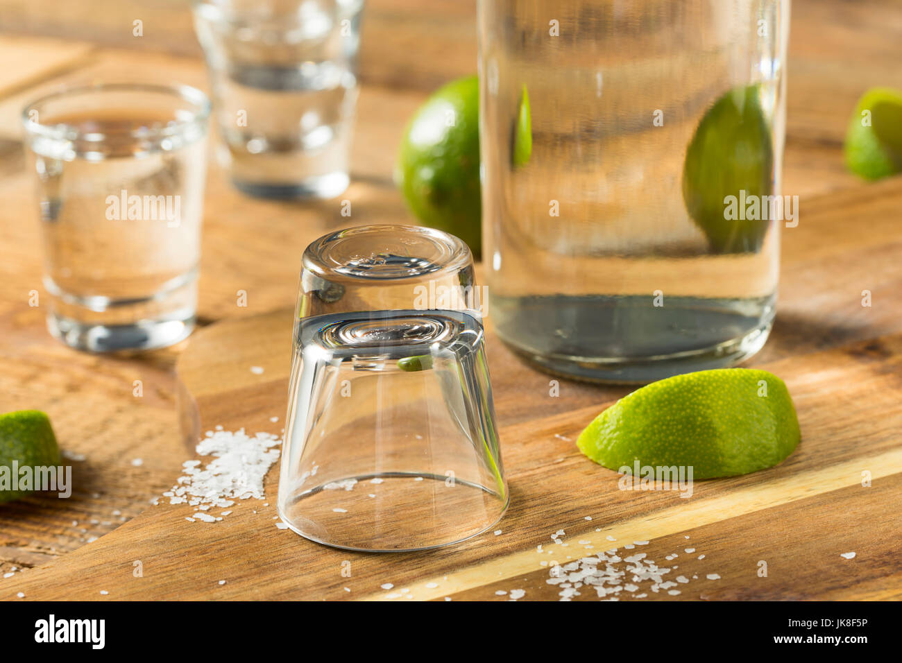 Alcohol Mezcal Tequila Shots with Lime and Salt Stock Photo - Alamy
