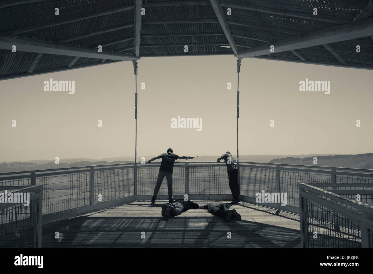 Israel, The Negev, Mitzpe Ramon, viewing platform above 300 meter deep ...