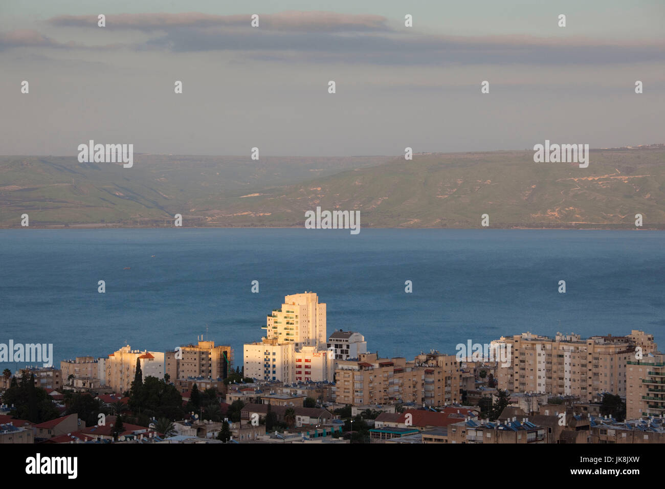Elevated town view and of sea of galilee lake tiberias hi-res stock ...