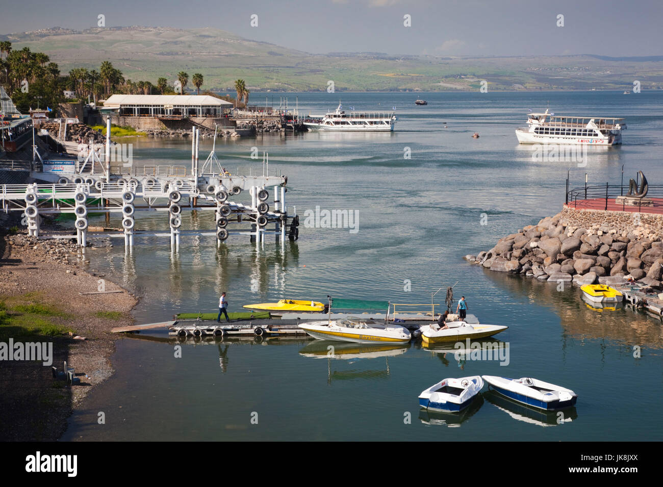 Israel, The Galilee, Tiberias, tourist boat on the Sea of Galilee-Lake ...