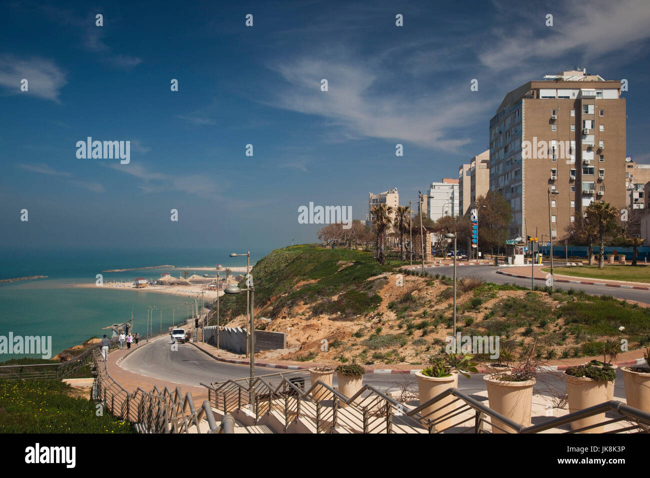 Israel, North Coast, Netanya, cliffside buildings Stock Photo - Alamy