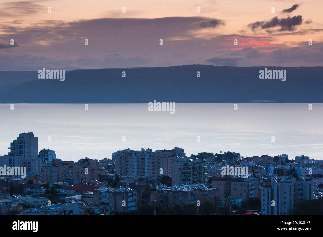 Israel, The Galilee, Tiberias, elevated town view and of Sea of Galilee ...