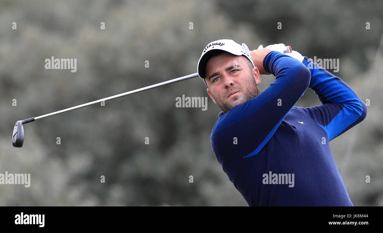 England's Toby Tree tees off the 2nd during day three of The Open ...