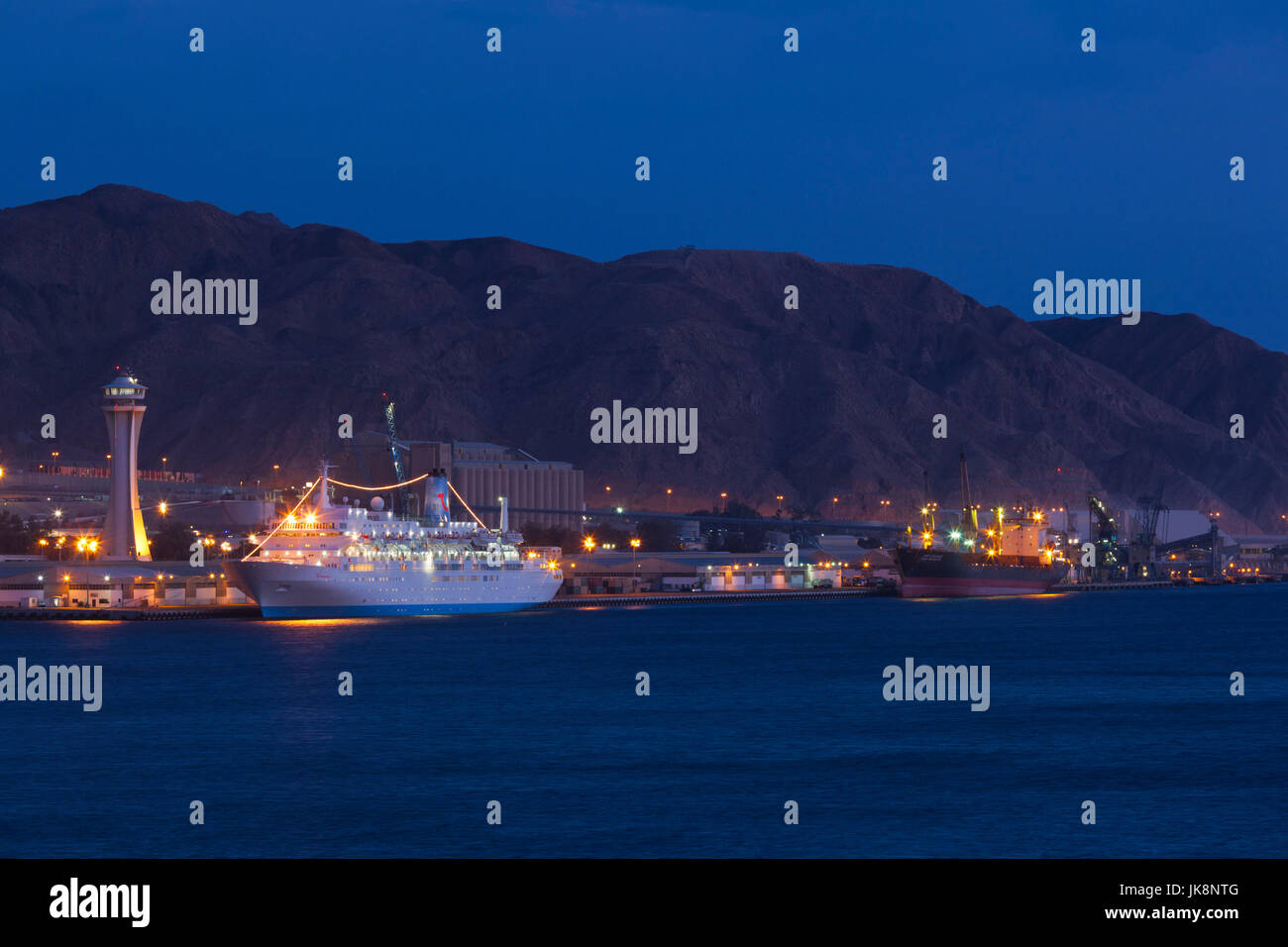 Jordan, Aqaba, Aqaba Port, dusk Stock Photo - Alamy