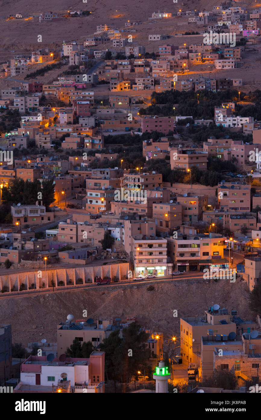 Jordan, Petra-Wadi Musa, elevated view of the new town of Wadi Musa ...