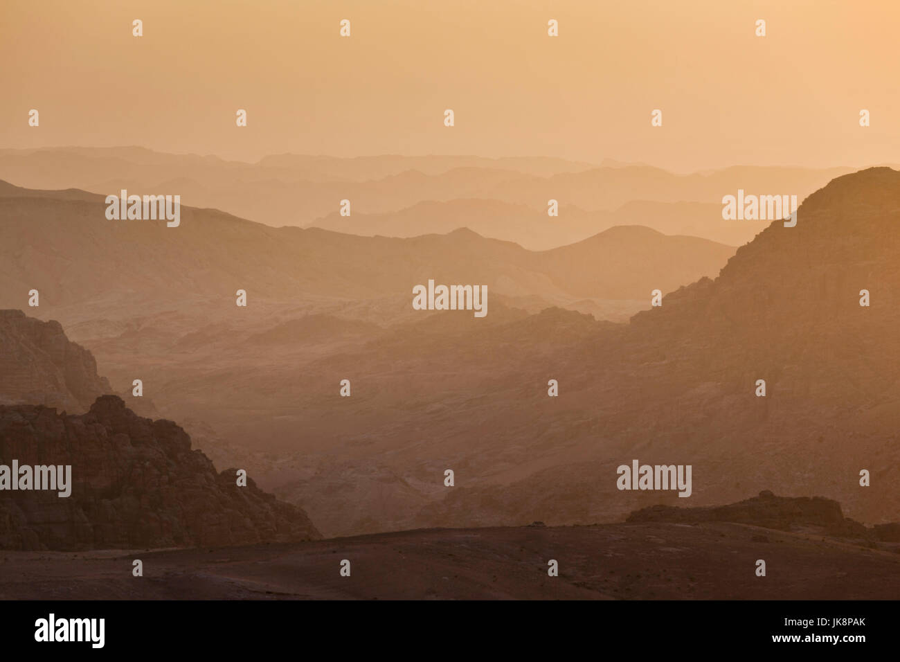 Jordan, Petra-Wadi Musa, sunset over Petra hills Stock Photo - Alamy