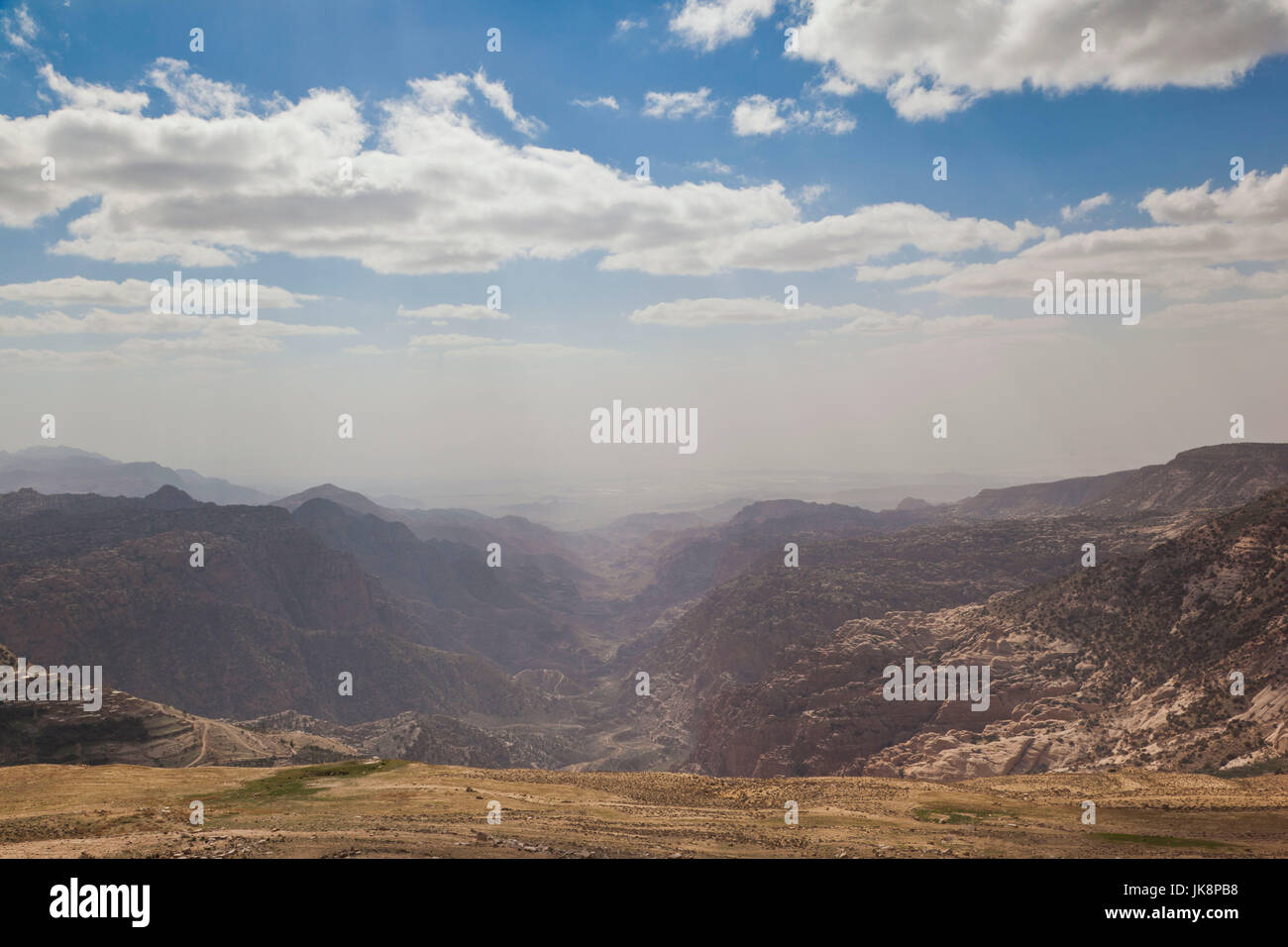 Jordan, Kings HIghway, Tafila, elevated view of desert landscape Stock ...