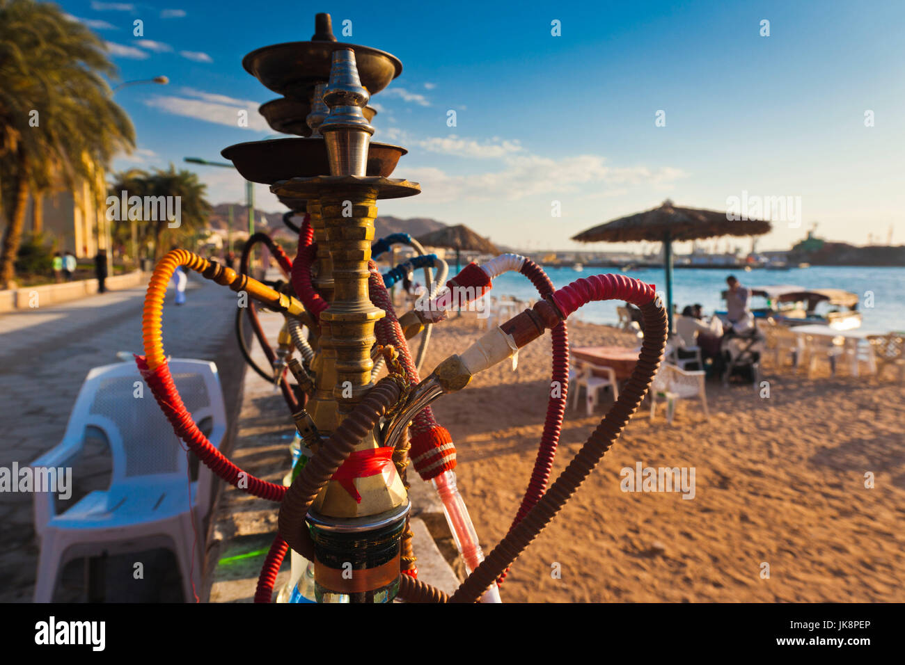 Jordan, Aqaba, Aqaba beach, sheesha water pipes Stock Photo - Alamy