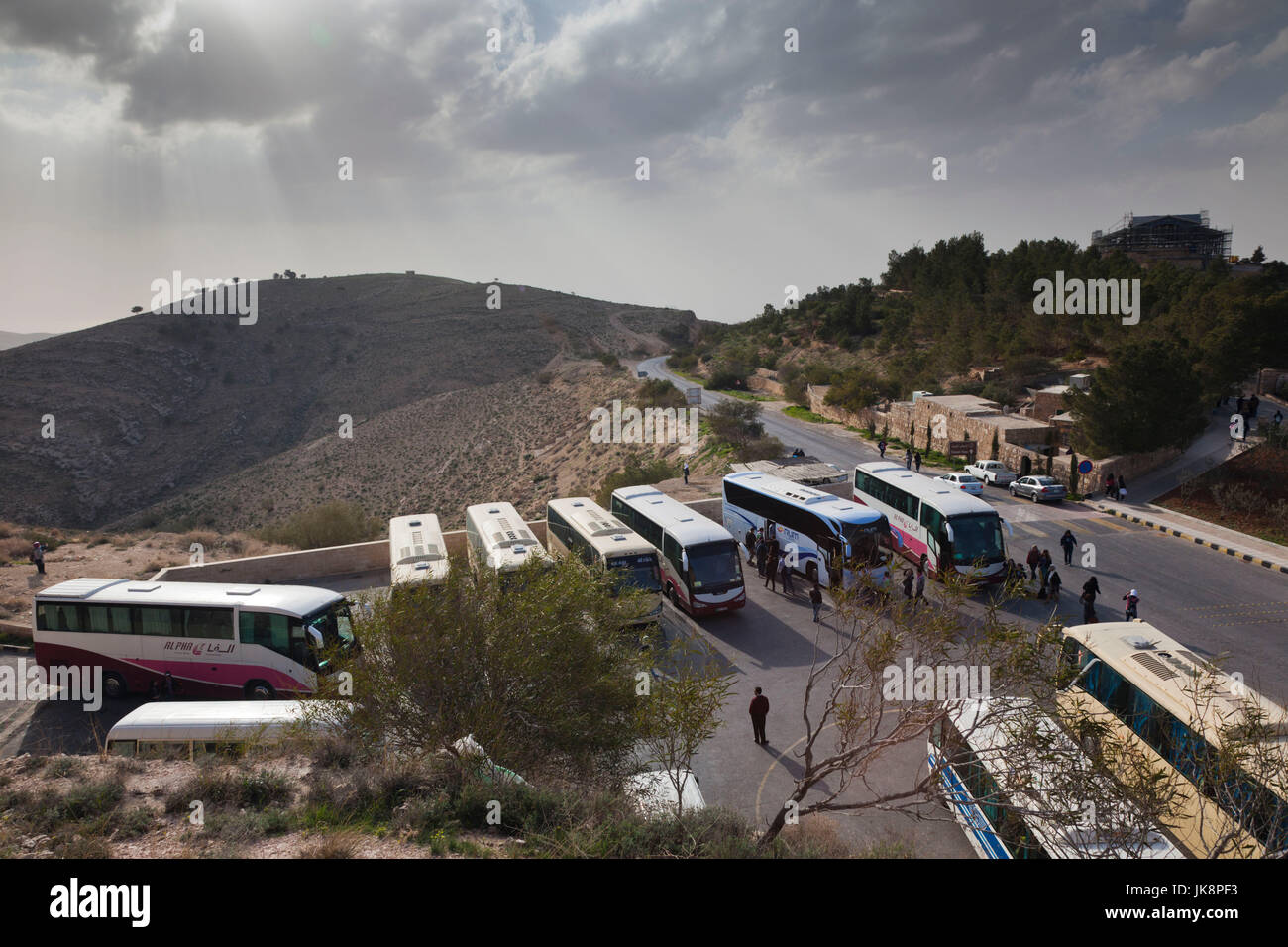 Jordan, Kings Highway, Mt. Nebo, tourist busses Stock Photo - Alamy
