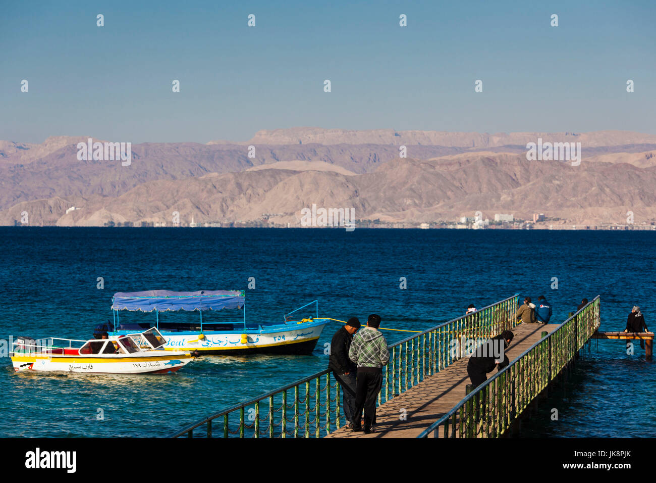 Jordan, Aqaba, Aqaba Beach, water taxi Stock Photo - Alamy