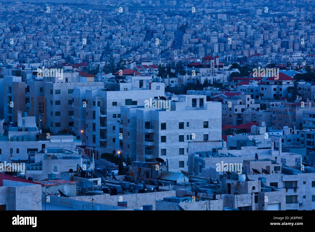 Jordan, Amman, elevated view of city and Zahran Street from the Fourth ...