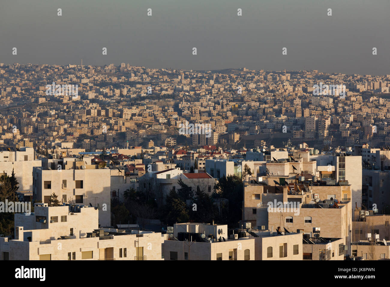 Jordan, Amman, elevated view of city and Zahran Street from the Fourth ...