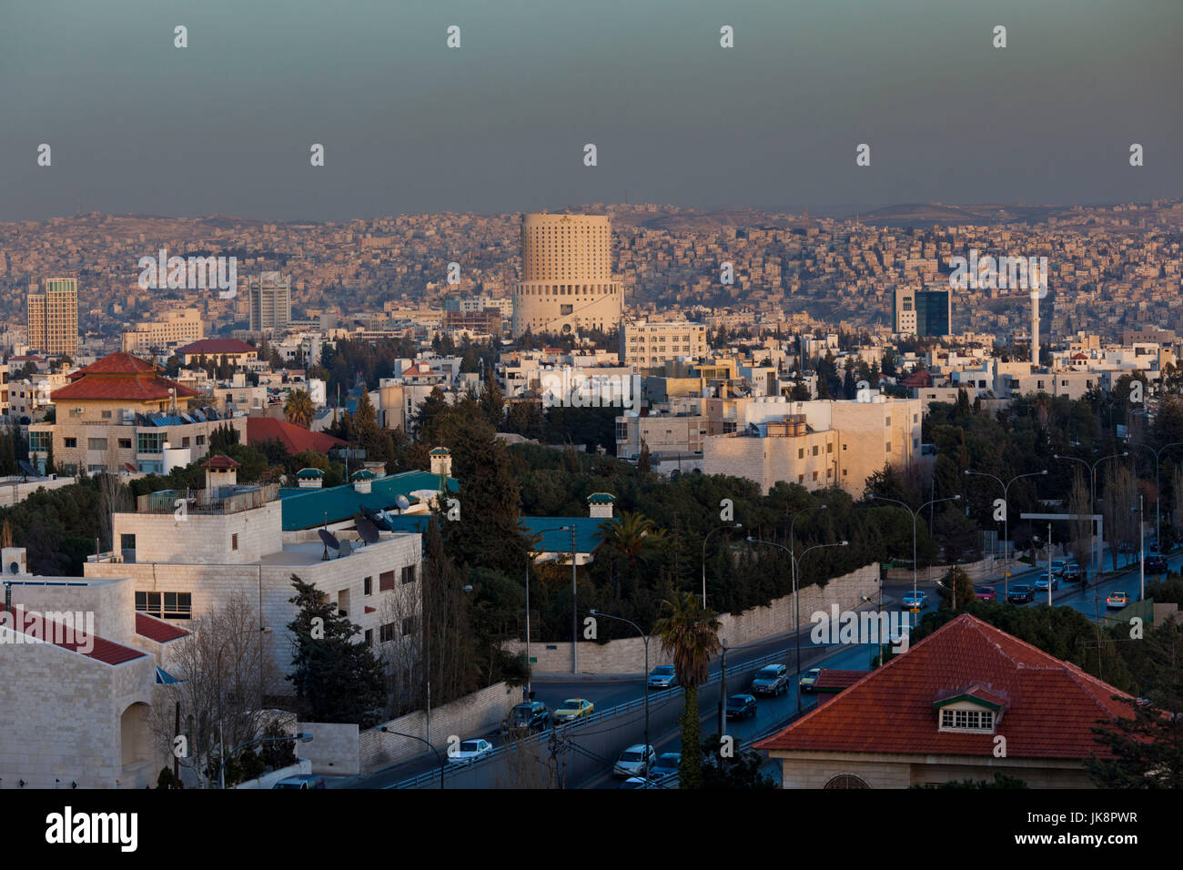 Jordan, Amman, elevated view of city and Zahran Street from the Fourth ...