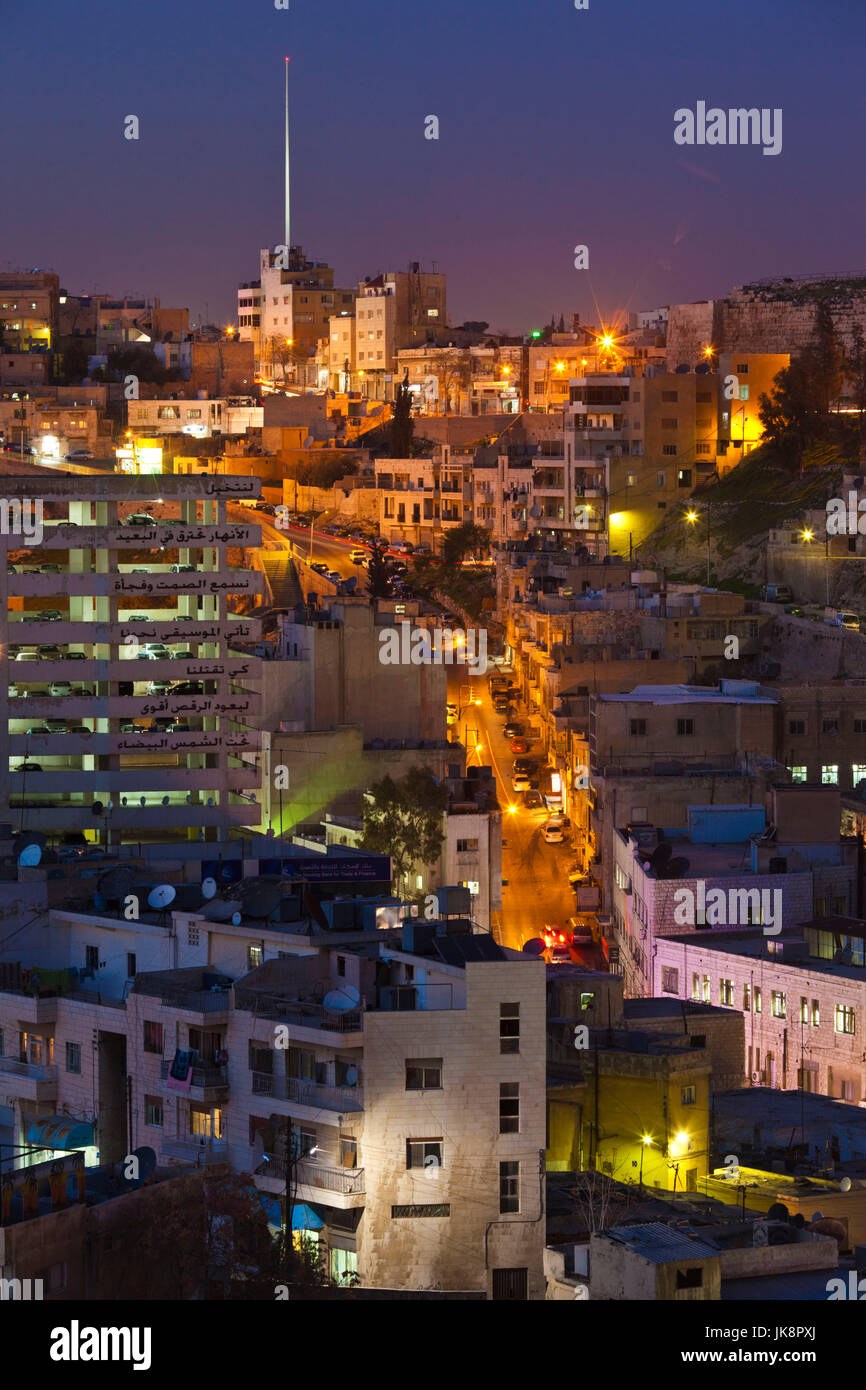 Jordan, Amman, elevated view of Central Amman, dusk Stock Photo - Alamy