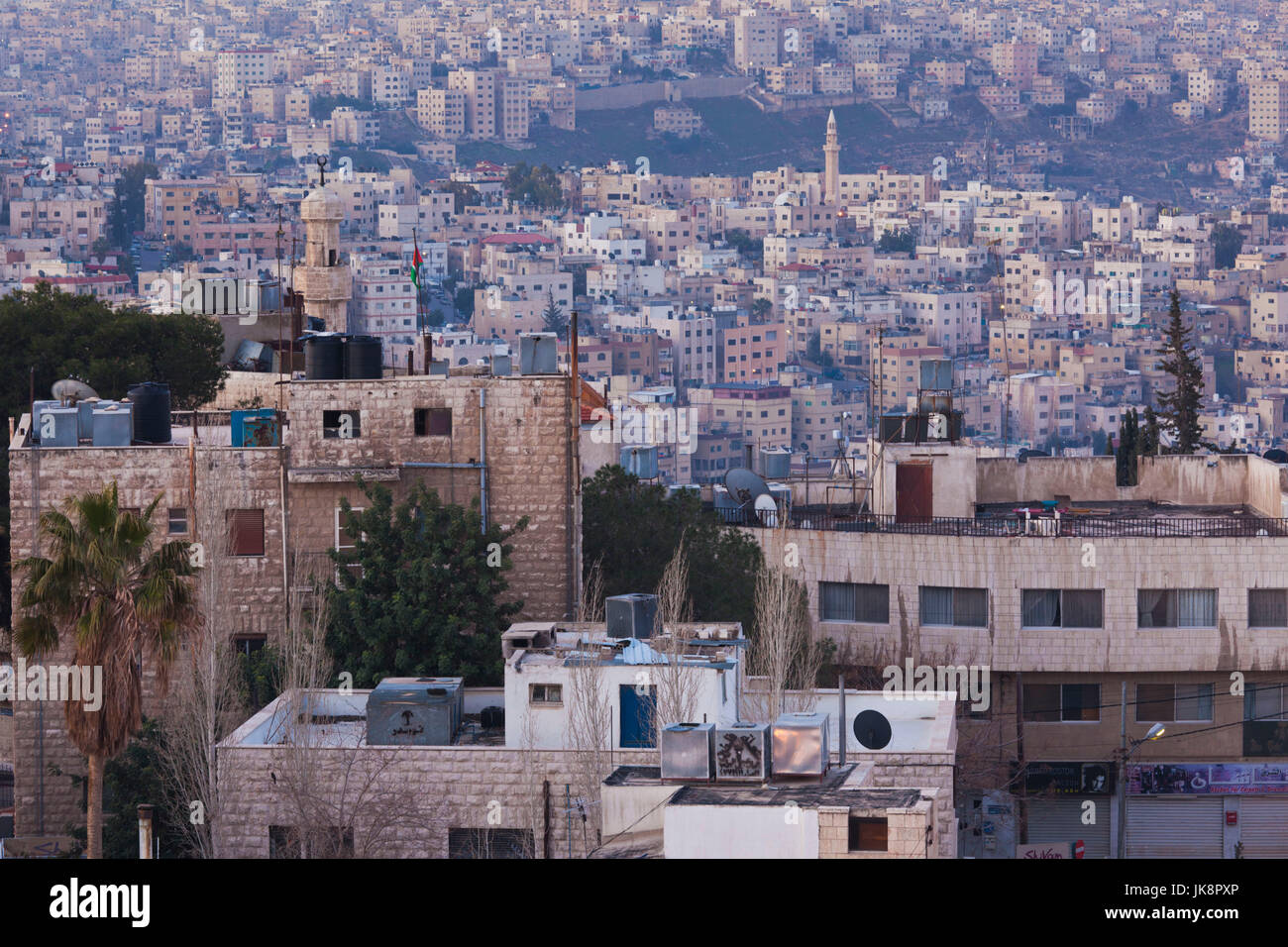 Jordan, Amman, elevated view of Jebel Amman, dawn Stock Photo - Alamy