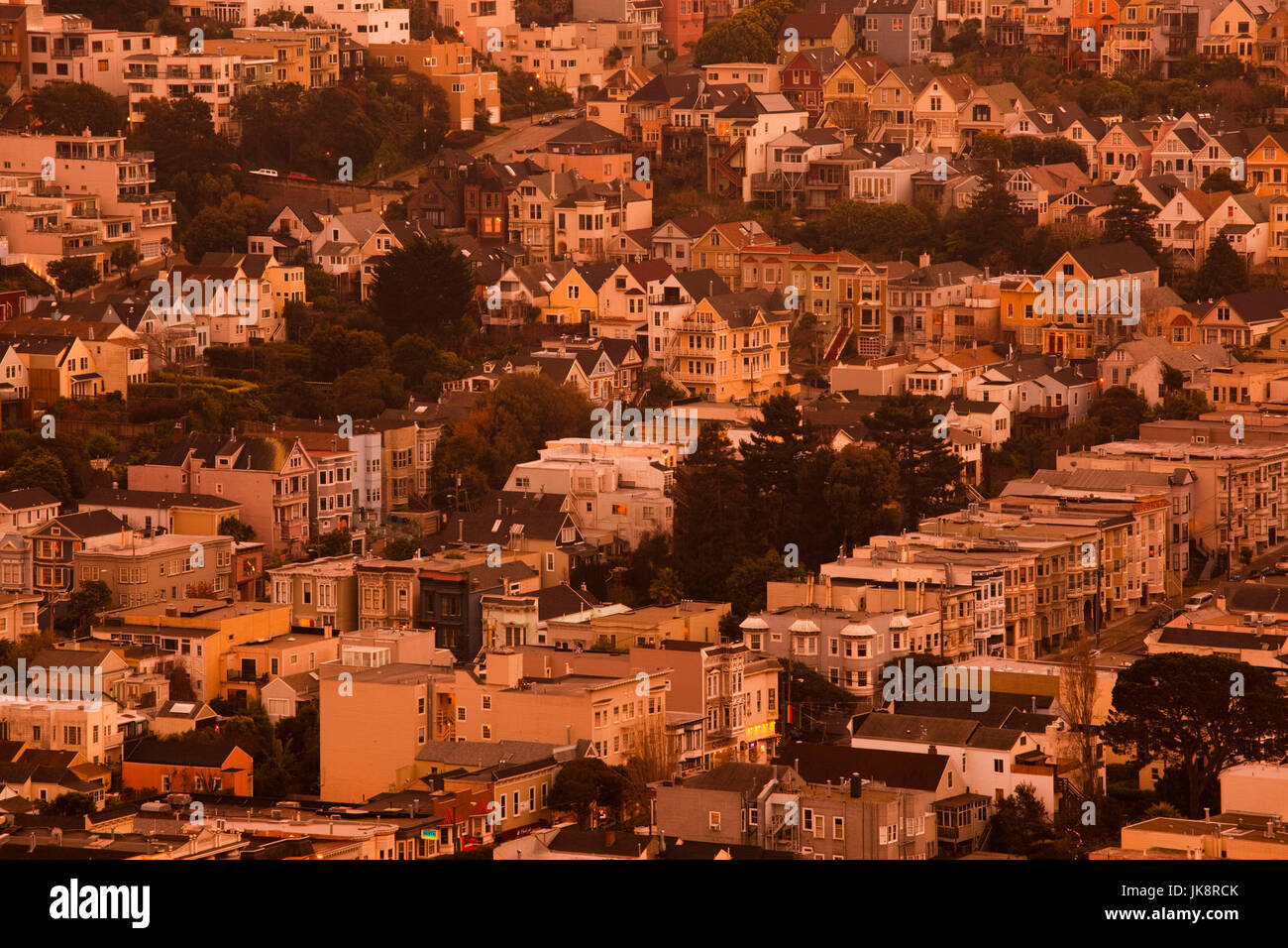 USA, California, San Francisco, The Castro, elevated neighborhood view ...