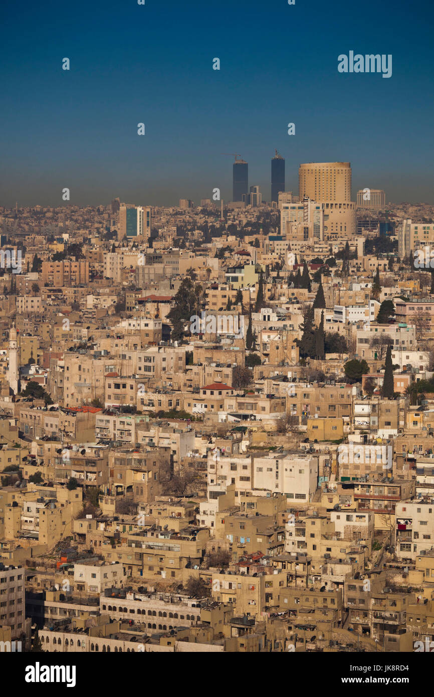 Jordan, Amman, elevated view city view from Jebel al-Asrafiyeh Stock ...