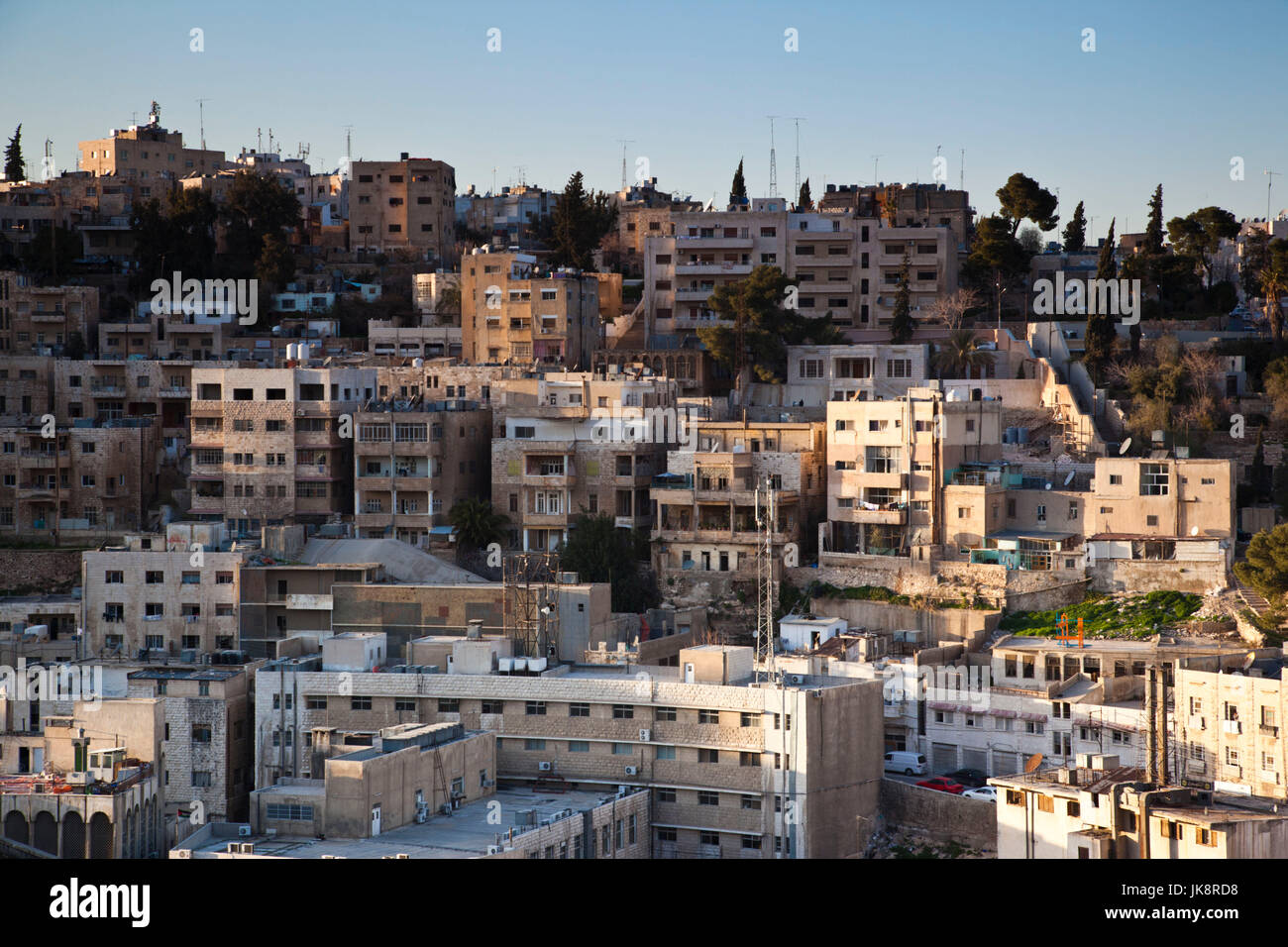 Jordan, Amman, elevated view of Central Amman, late afternoon Stock ...