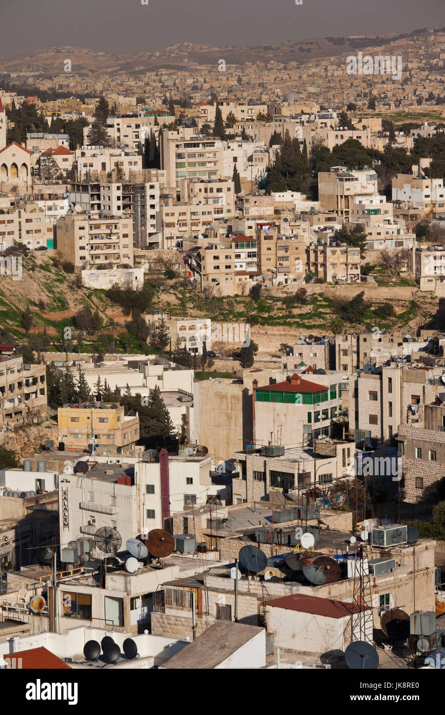 Jordan, Amman, elevated city view from Jebel Amman, late afternoon ...