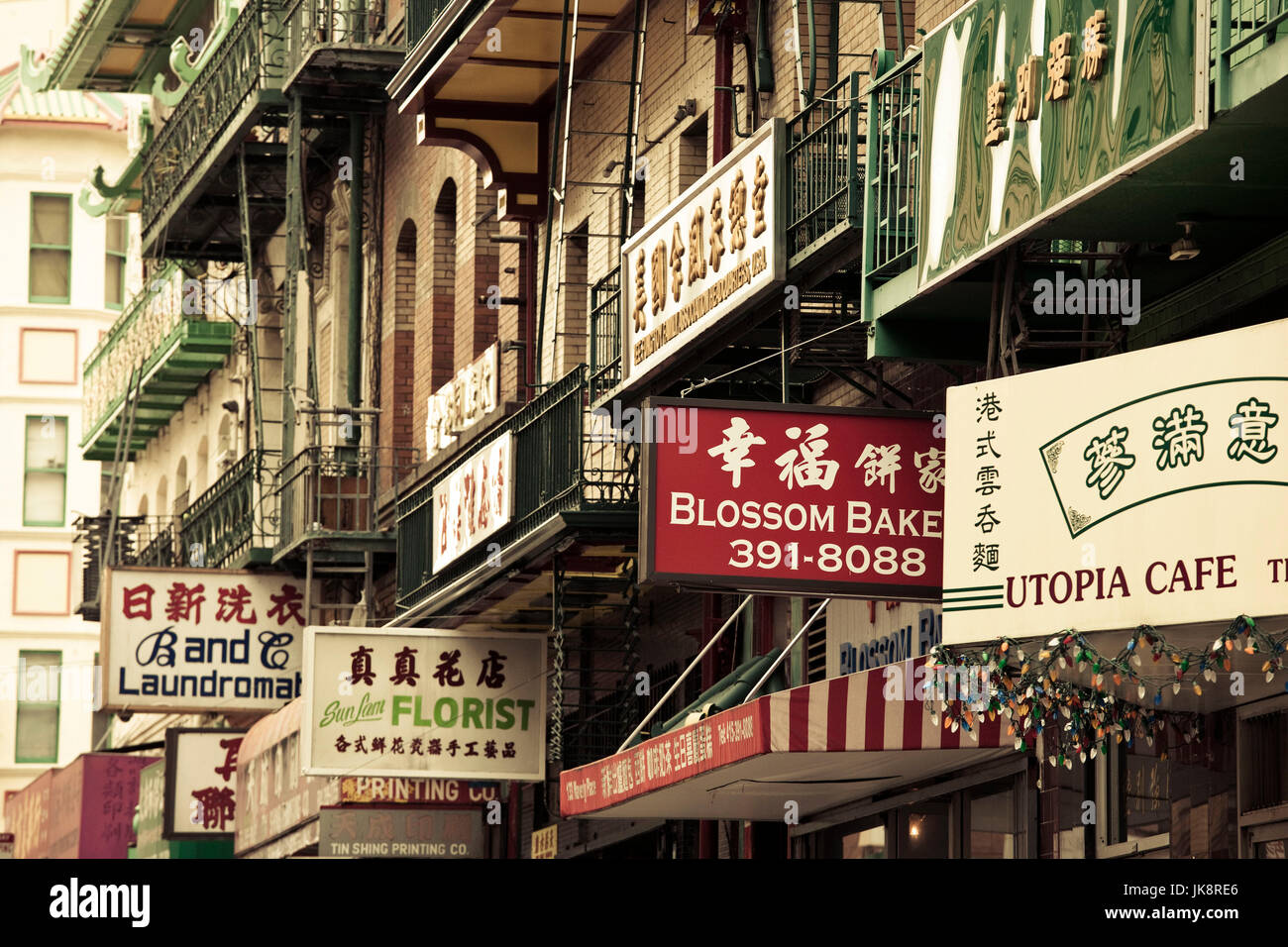 USA, California, San Francisco, Chinatown, Chinatown building detail ...