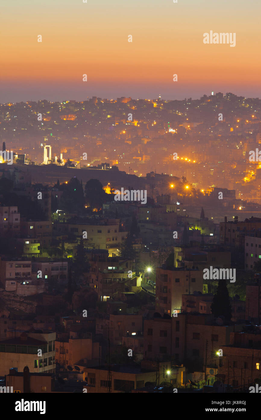 Jordan, Amman, elevated view from Jebel Amman to the Citadel, dawn ...