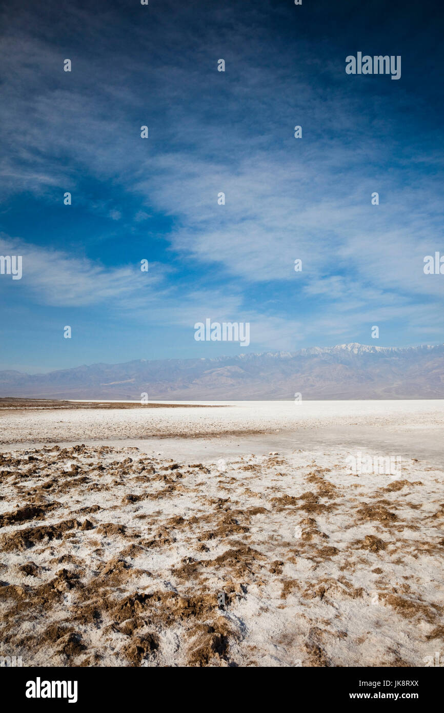 USA, California, Death Valley National Park, Badwater, elevation 282 ...