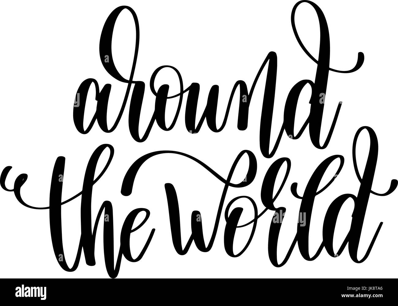 around the world hand lettering travel poster Stock Vector Image & Art ...