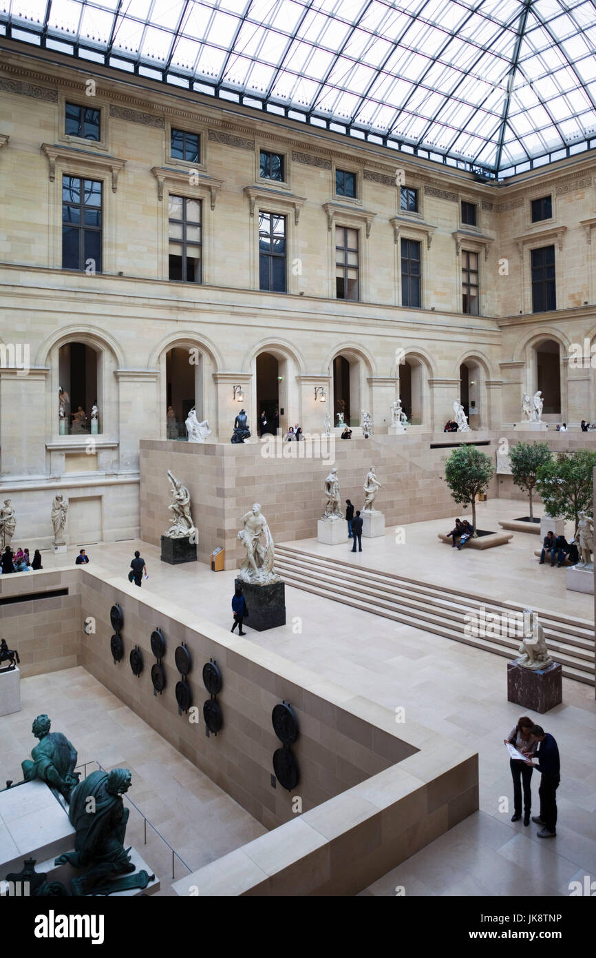 France, Paris, Musee du Louvre museum, sculpture atrium, NR Stock Photo ...
