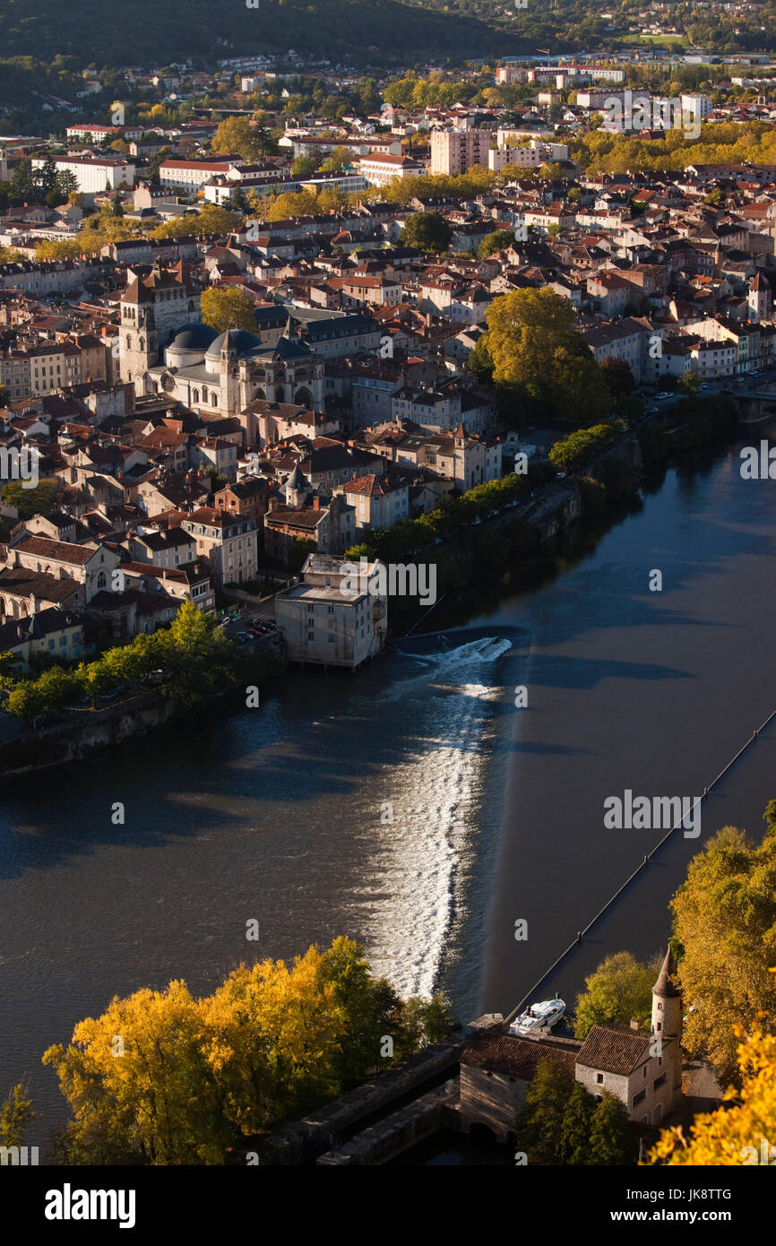 France, Midi-Pyrenees Region, Lot Department, Cahors, elevated town ...
