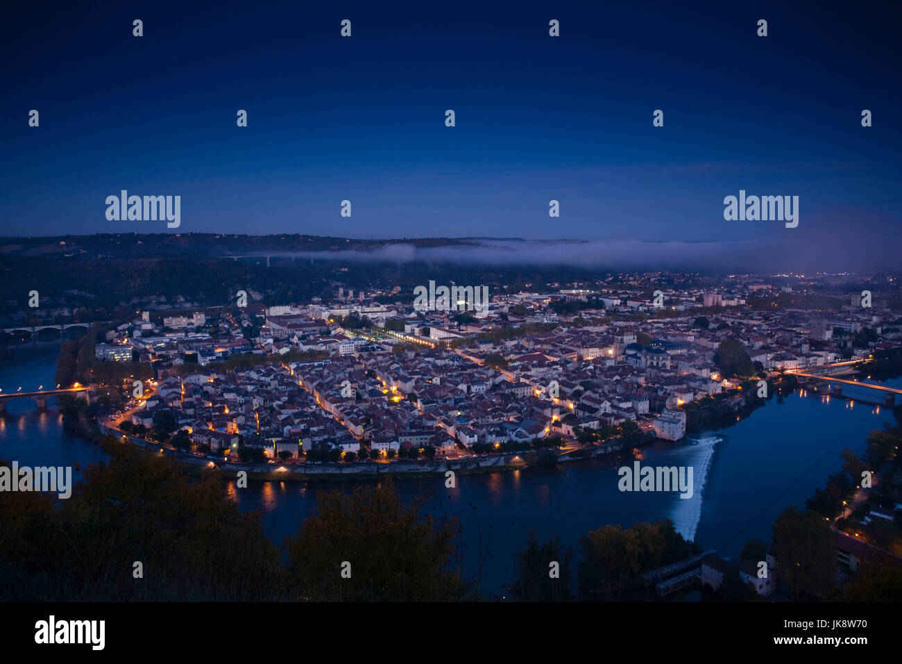 France, Midi-Pyrenees Region, Lot Department, Cahors, elevated town ...