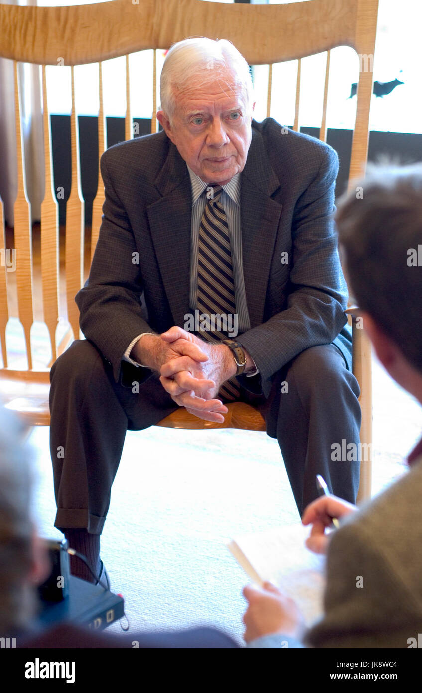 Former US President Jimmy Carter in an animated conversation in his ...
